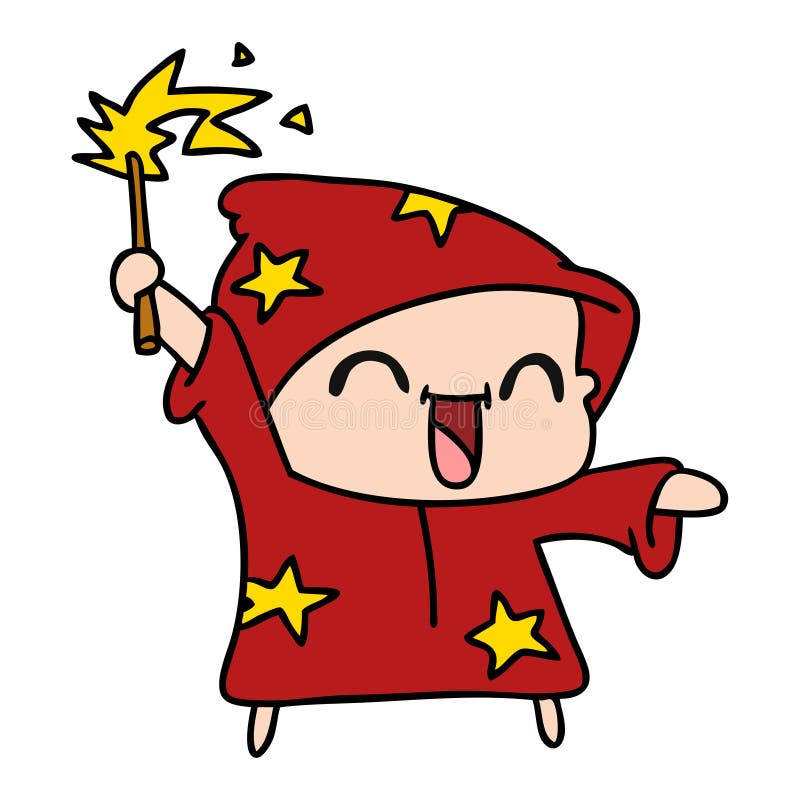 Cartoon Kawaii Cute Little Wizard Magic Witch Powers Spell Art Artwork ...