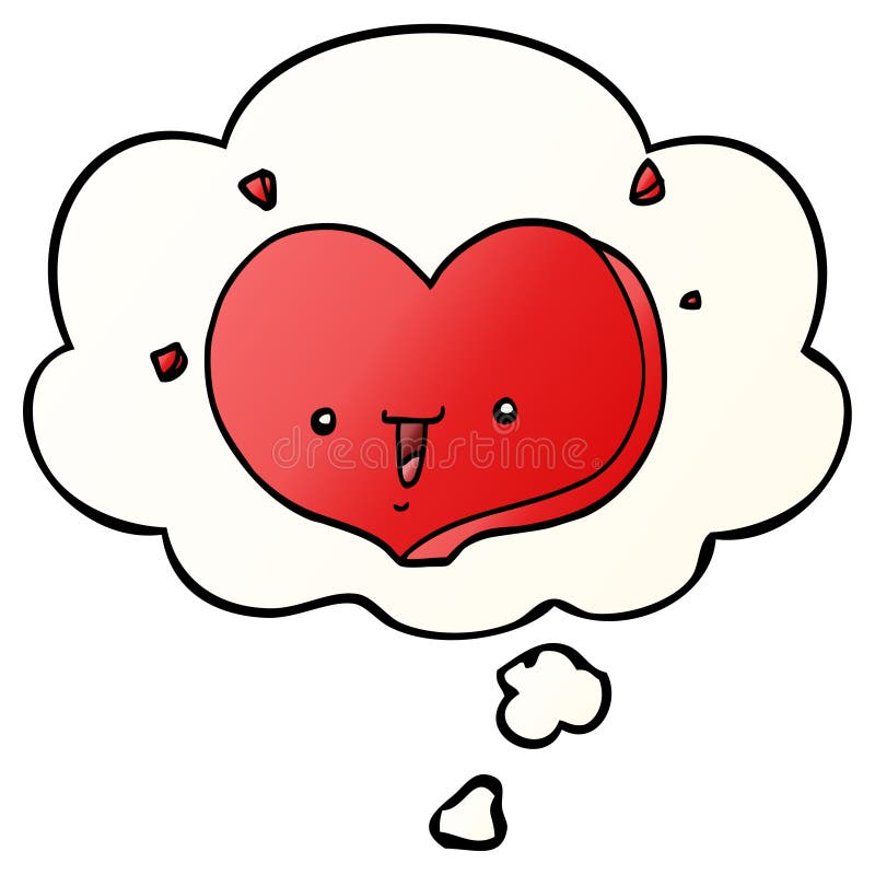 A Creative Cartoon Happy Love Heart and Thought Bubble in Smooth ...