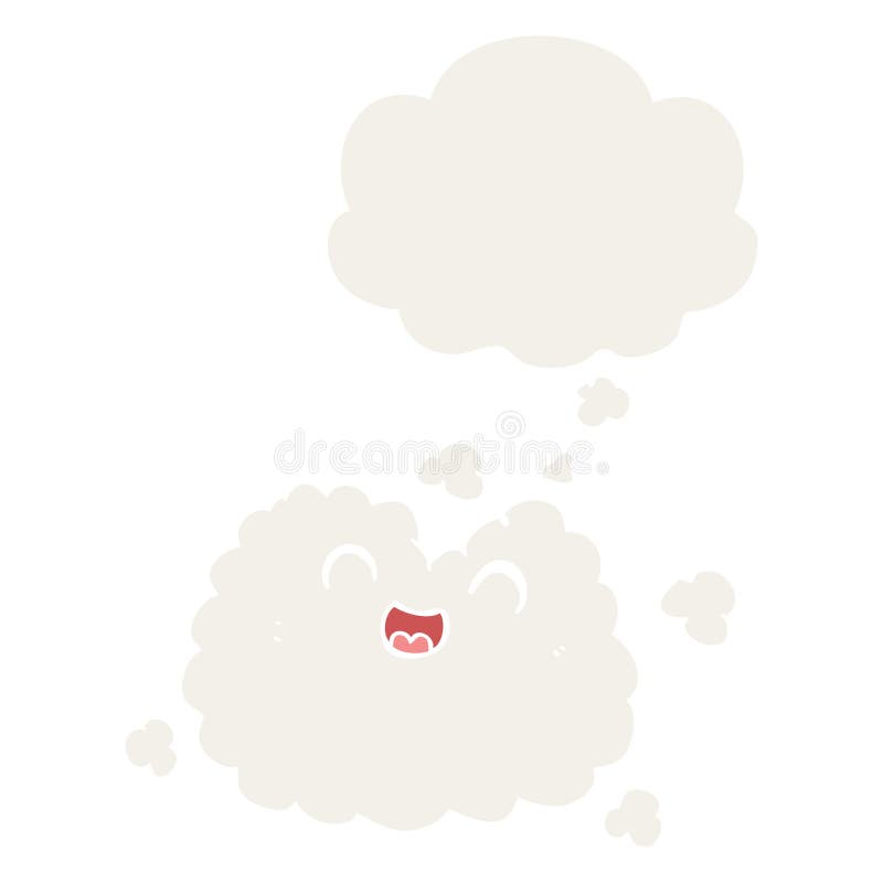A Creative Cartoon Happy Smoke Cloud and Thought Bubble in Retro Style ...