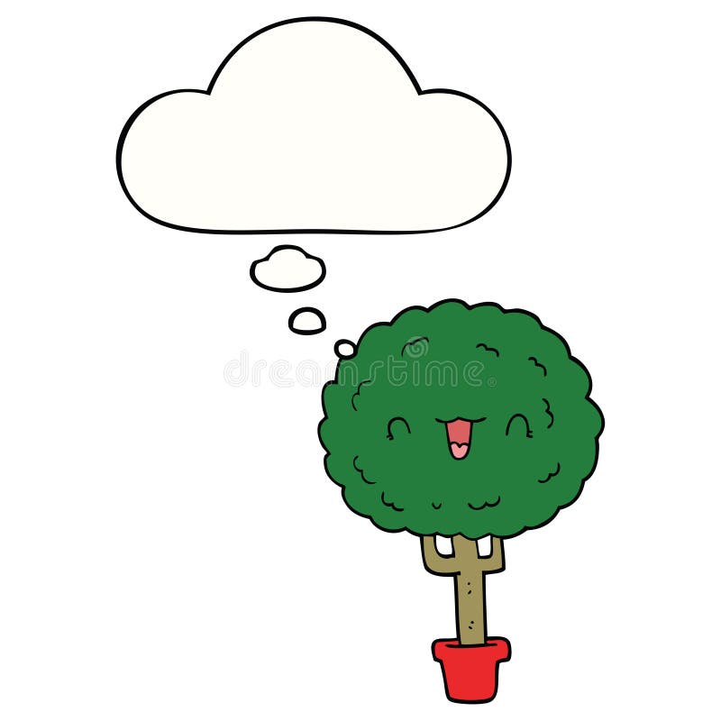 A Creative Cartoon Happy Tree and Thought Bubble Stock Vector ...