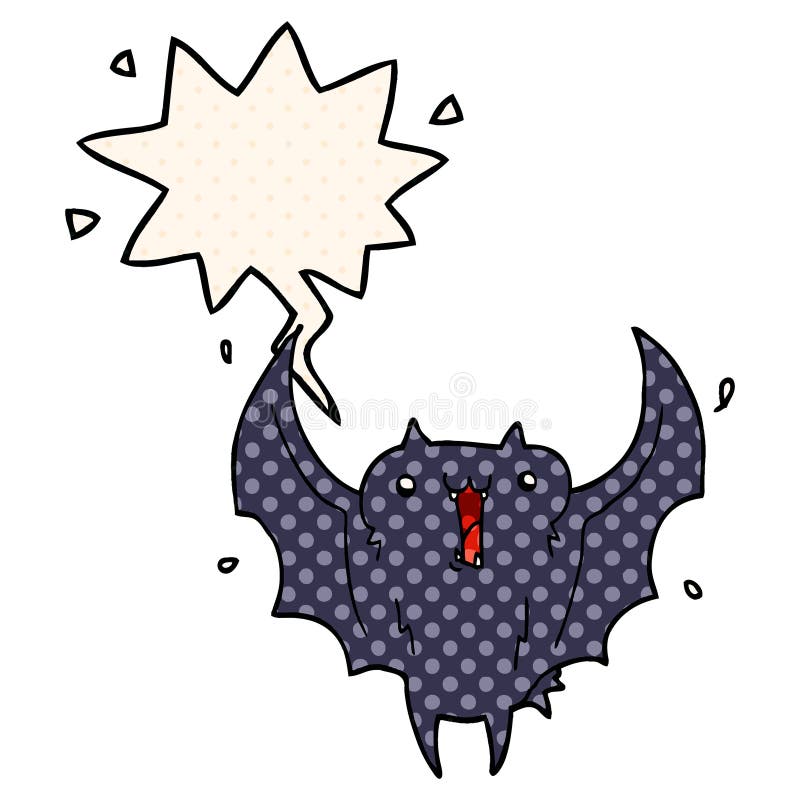 A Creative Cartoon Happy Vampire Bat and Speech Bubble in Comic Book ...
