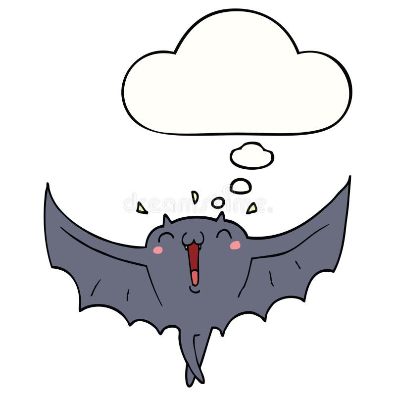 A Creative Cartoon Happy Vampire Bat and Thought Bubble Stock Vector ...