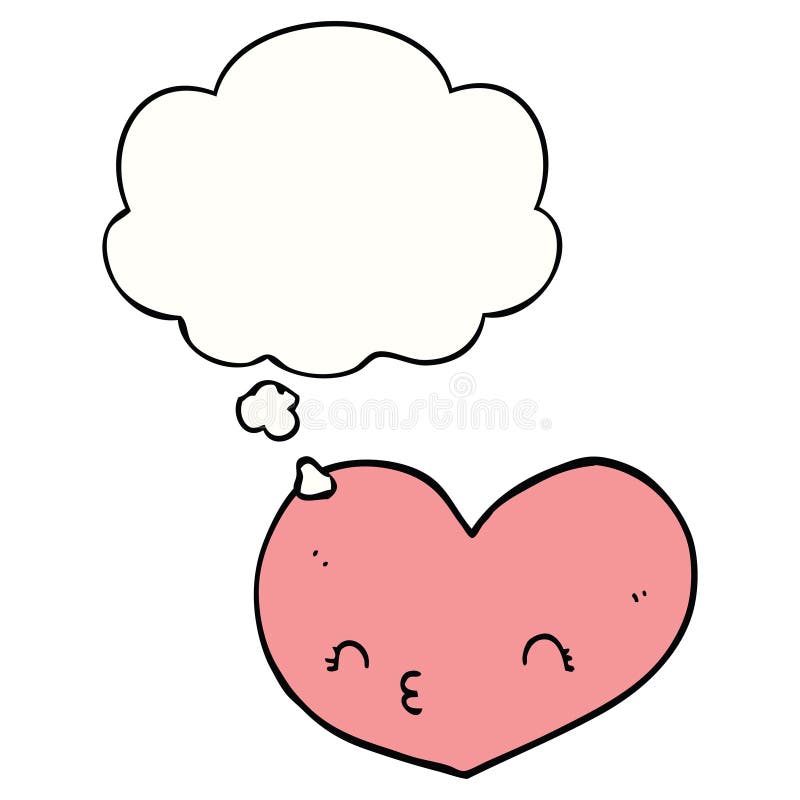 A Creative Cartoon Heart with Face and Thought Bubble Stock Vector ...