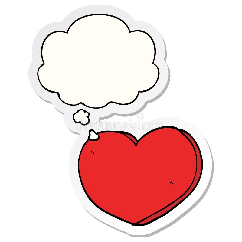 A Creative Cartoon Heart and Thought Bubble As a Printed Sticker Stock ...