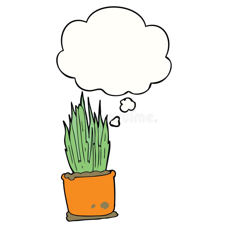 A Creative Cartoon House Plant and Thought Bubble Stock Vector ...