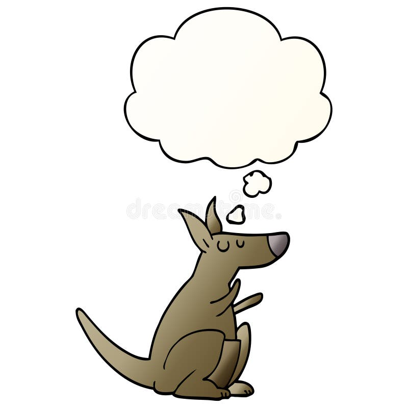 A Creative Cartoon Kangaroo and Thought Bubble in Smooth Gradient Style ...