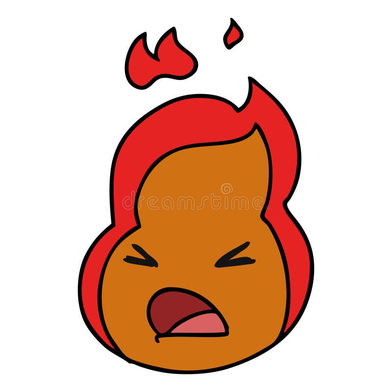 A Creative Cartoon Kawaii Cute Fire Flame Stock Vector - Illustration ...