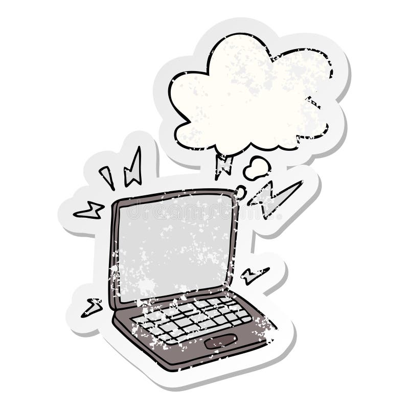 Laptop Computer Technology Science Cute Cartoon Sticker Decal Thought ...