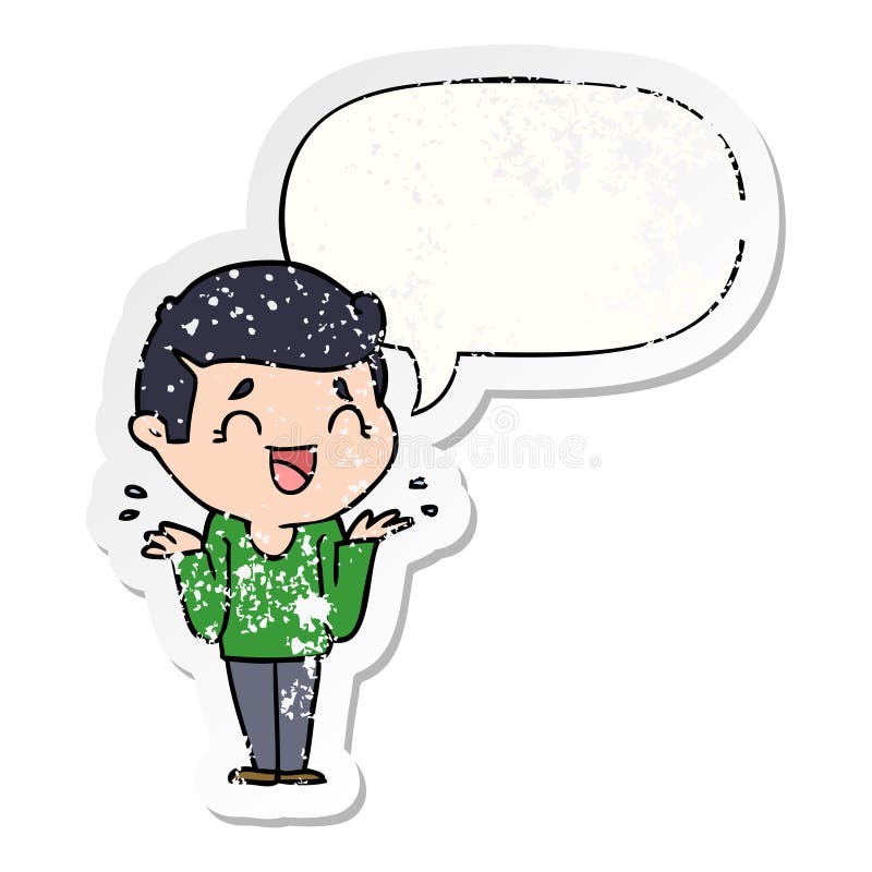 A Creative Cartoon Laughing Confused Man and Speech Bubble Distressed ...