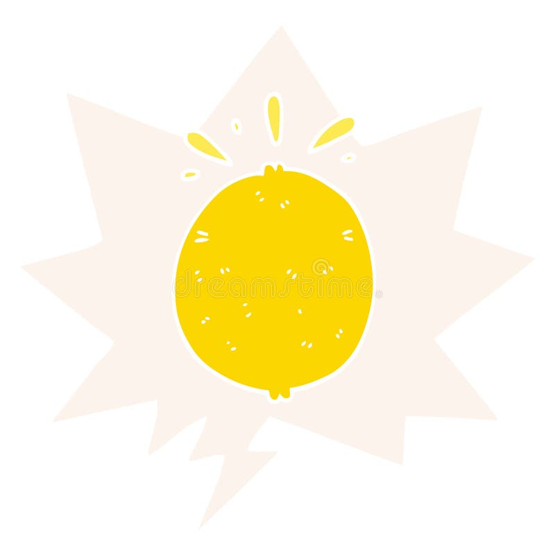 A Creative Cartoon Lemon and Speech Bubble in Retro Style Stock Vector ...
