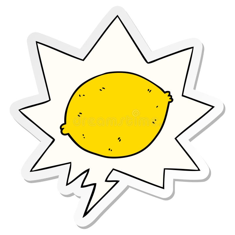 A Creative Cartoon Lemon and Speech Bubble Sticker Stock Vector ...