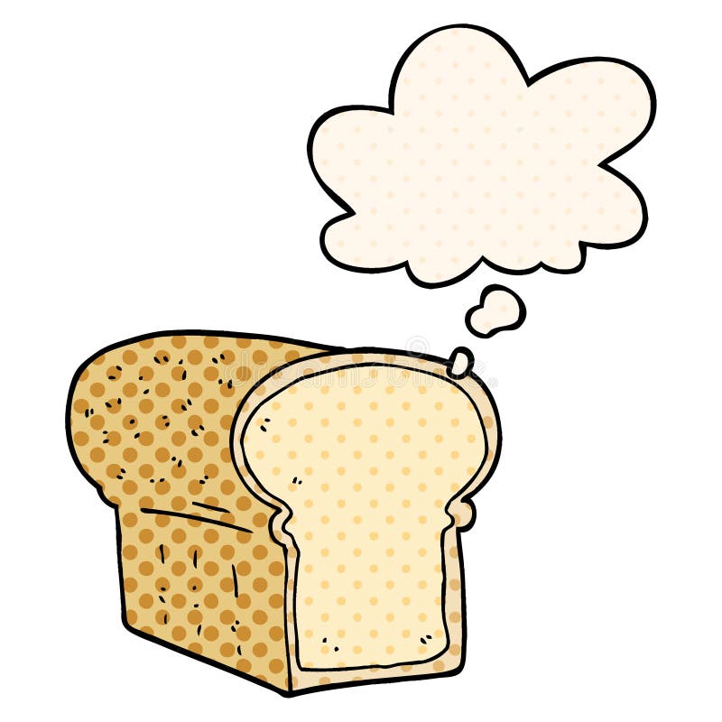 A Creative Cartoon Loaf of Bread and Thought Bubble in Comic Book Style ...
