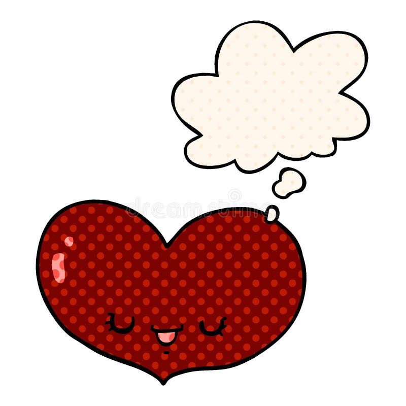 A Creative Cartoon Love Heart Character and Thought Bubble in Comic ...