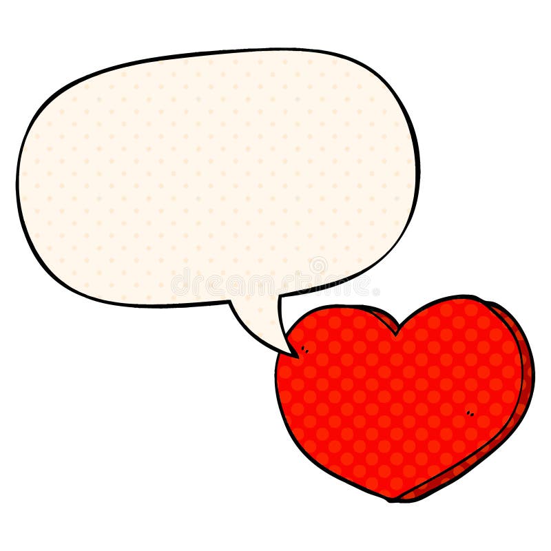 A Creative Cartoon Love Heart and Speech Bubble in Comic Book Style ...