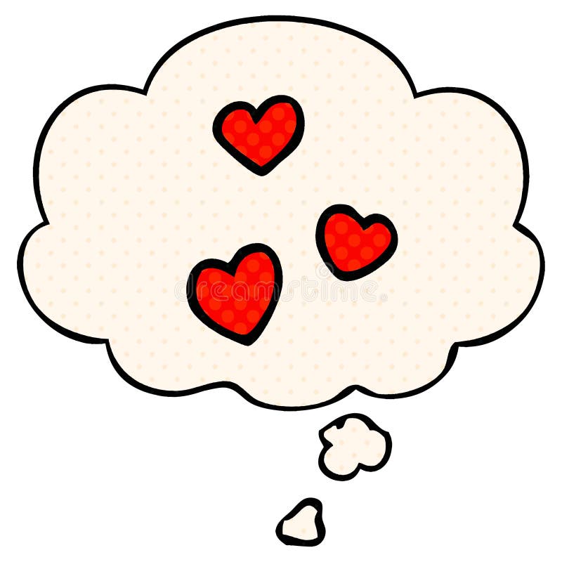 A Creative Cartoon Love Heart and Thought Bubble in Comic Book Style ...