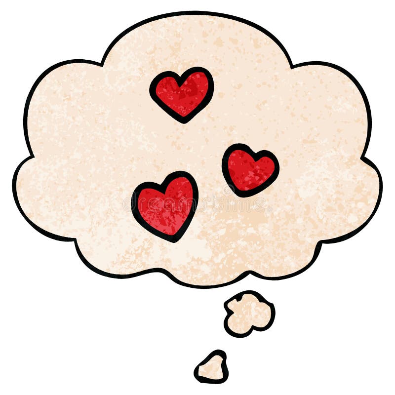 A Creative Cartoon Love Heart and Thought Bubble in Grunge Texture ...