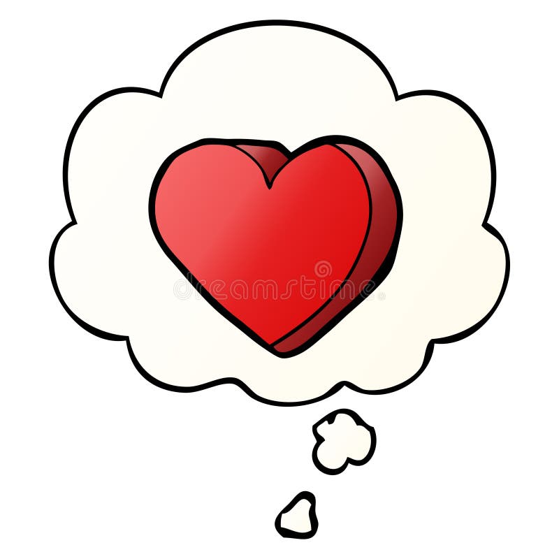 A Creative Cartoon Love Heart and Thought Bubble in Smooth Gradient ...