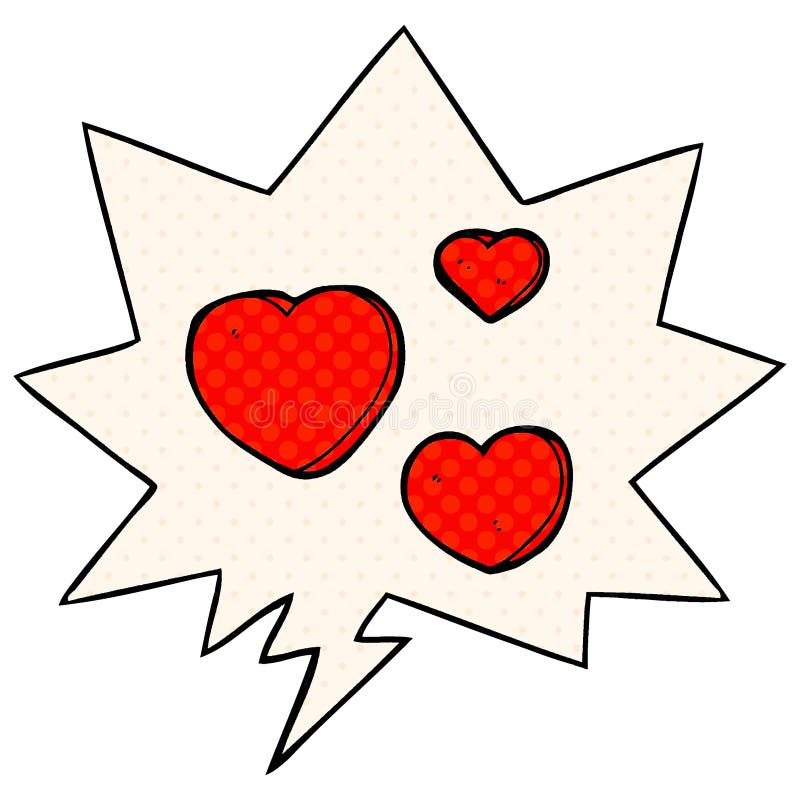 A Creative Cartoon Love Hearts and Speech Bubble in Comic Book Style ...