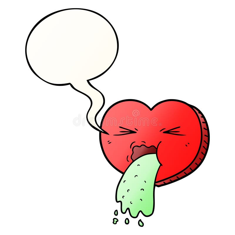 A Creative Cartoon Love Sick Heart and Speech Bubble in Smooth Gradient ...