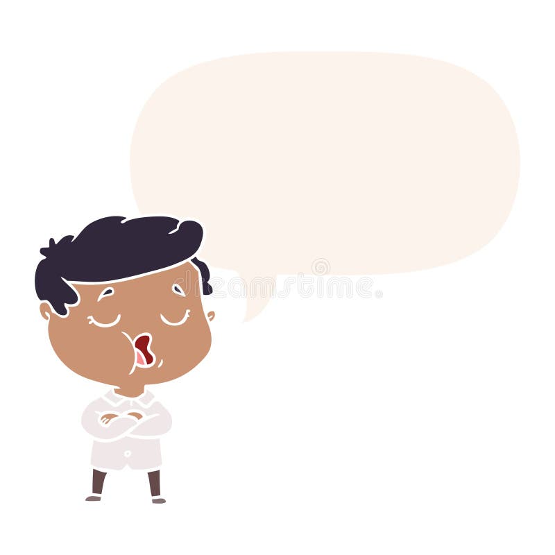 A Creative Cartoon Man Talking and Speech Bubble in Retro Style Stock ...