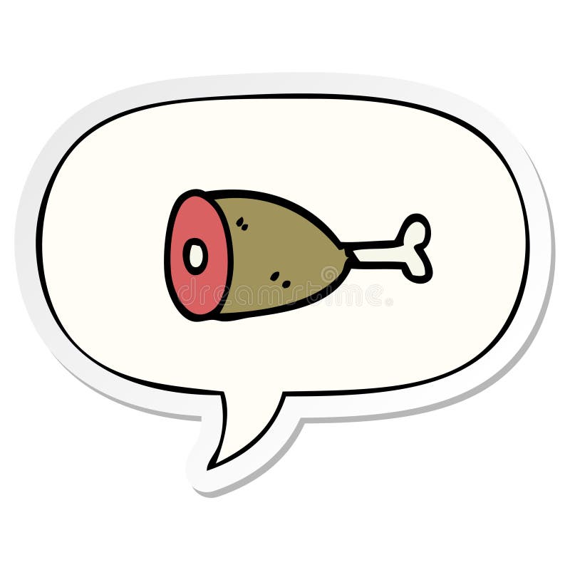 Meat Food Cooked Leg Beef Pork Lamb Cute Cartoon Sticker Label Stick ...