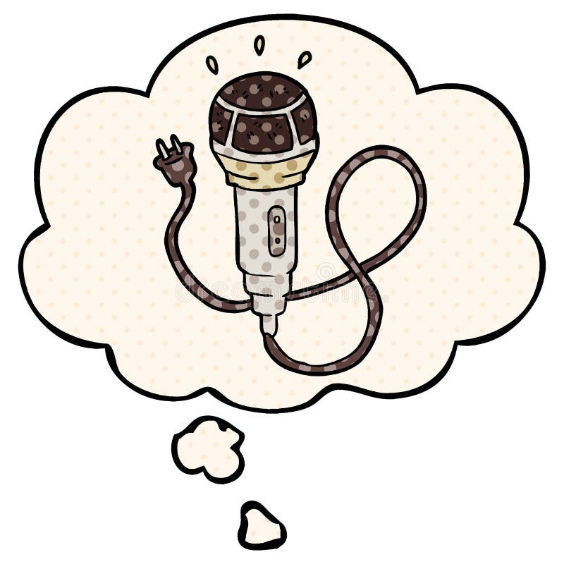 A Creative Cartoon Microphone and Thought Bubble in Comic Book Style ...