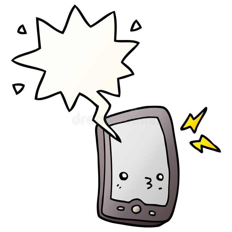 A Creative Cartoon Mobile Phone and Speech Bubble in Smooth Gradient ...