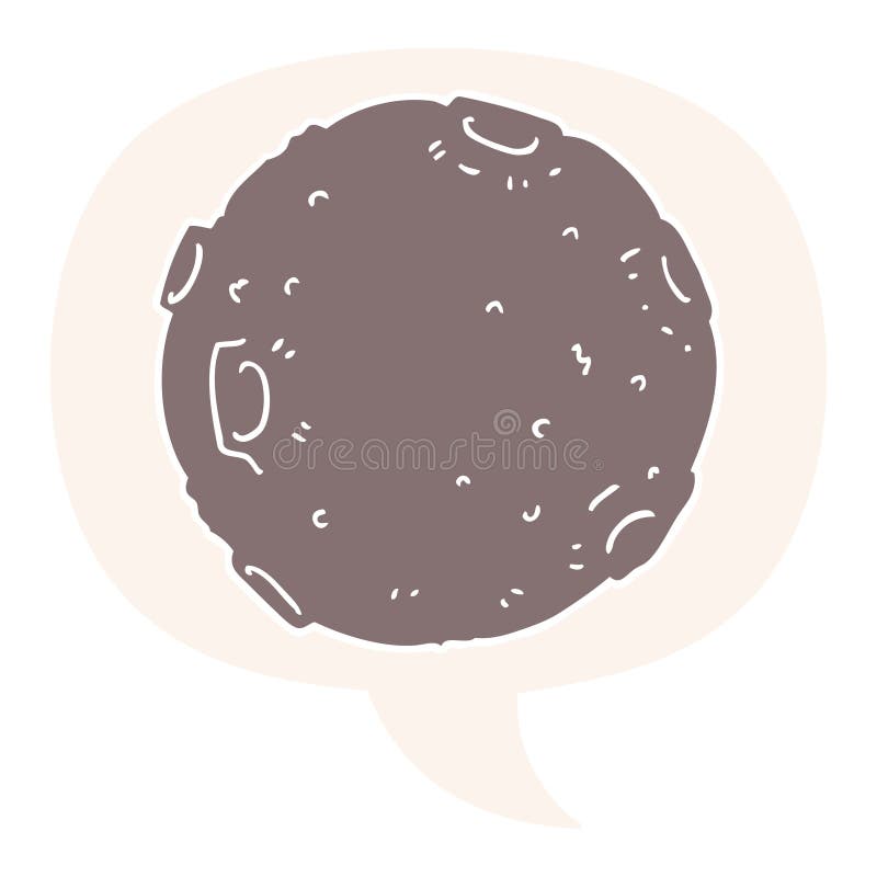 A Creative Cartoon Moon and Speech Bubble in Retro Style Stock Vector ...