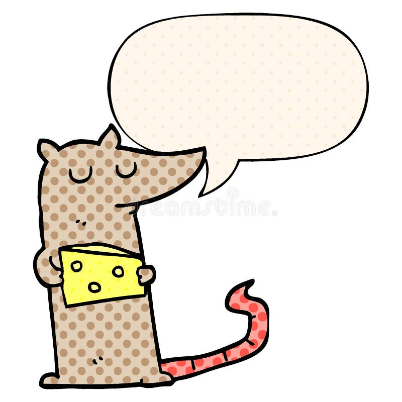 A Creative Cartoon Mouse and Cheese and Speech Bubble in Comic Book ...
