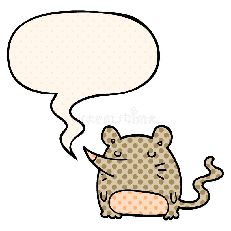 A Creative Cartoon Mouse and Speech Bubble in Comic Book Style Stock ...