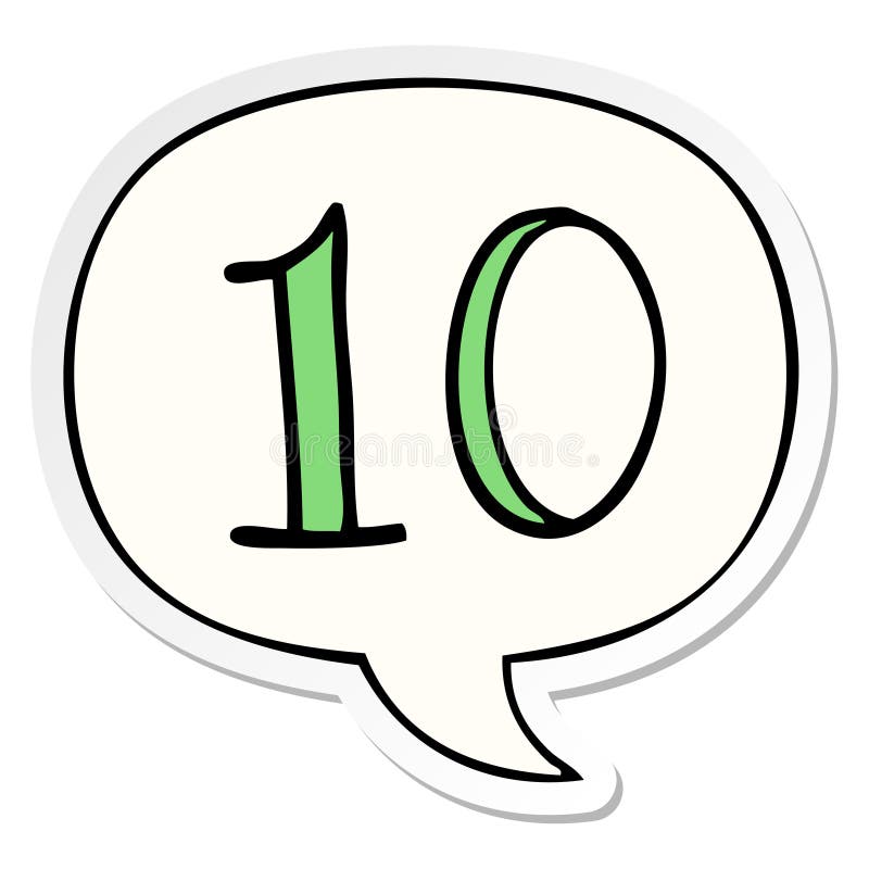 A Creative Cartoon Number 10 and Speech Bubble Sticker Stock Vector ...