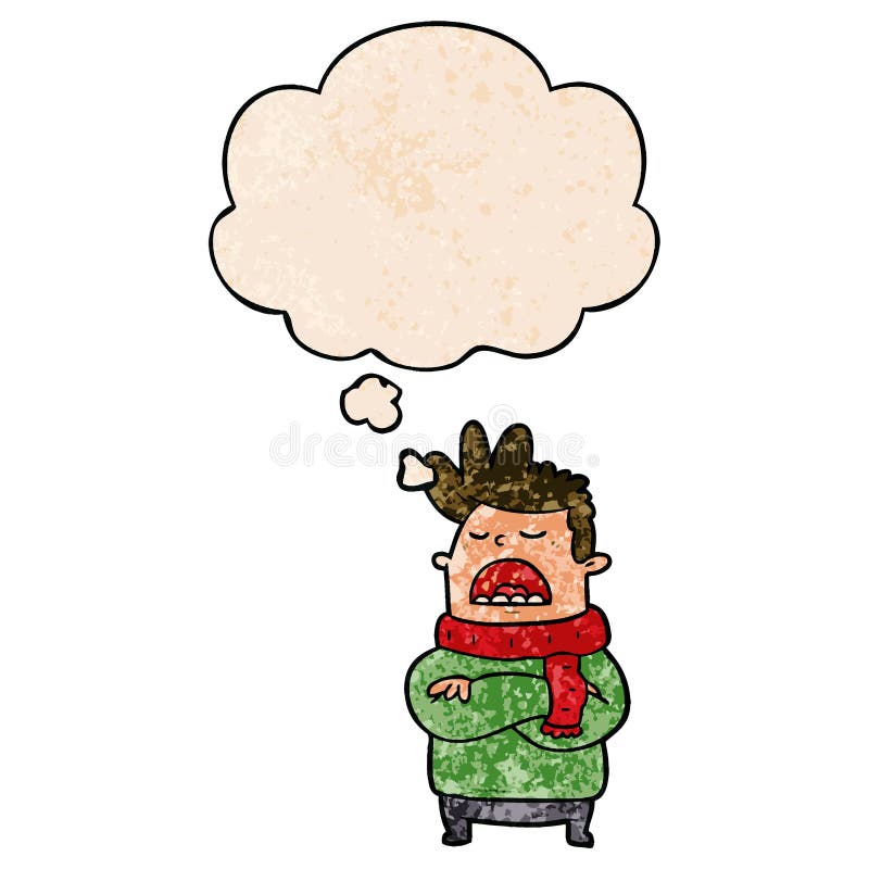 A Creative Cartoon Obnoxious Man and Thought Bubble in Grunge Texture ...