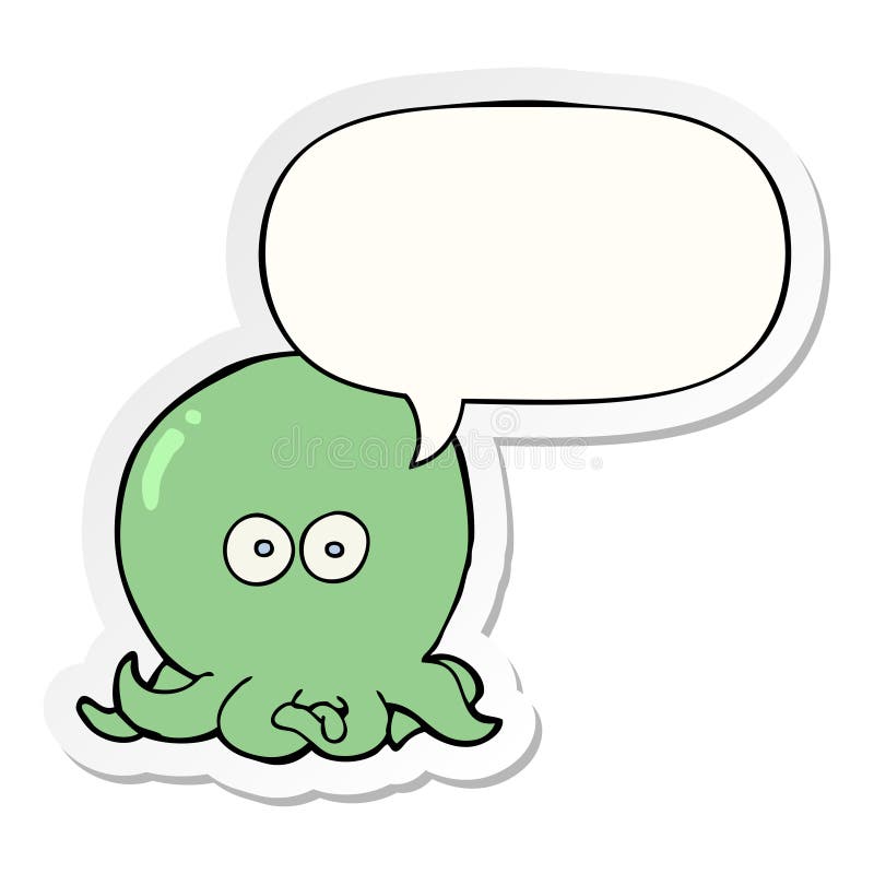 A Creative Cartoon Octopus and Speech Bubble Sticker Stock Vector ...