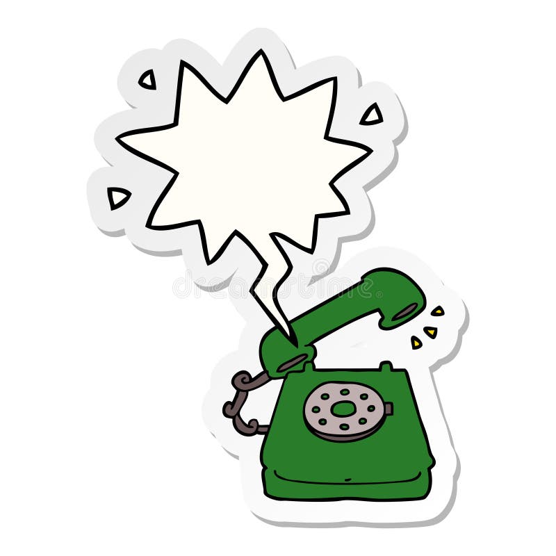 Old Telephone Phone Cute Cartoon Sticker Label Stick Stock ...