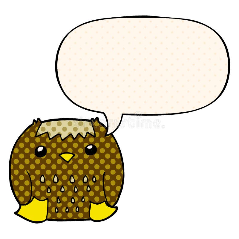 A Creative Cartoon Owl and Speech Bubble in Comic Book Style Stock ...