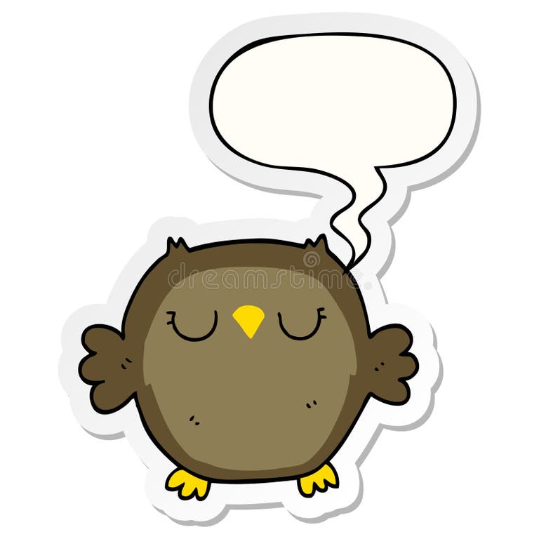 A Creative Cartoon Owl and Speech Bubble Sticker Stock Vector ...