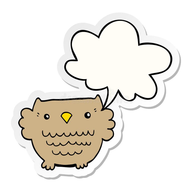 A Creative Cartoon Owl and Speech Bubble Sticker Stock Vector ...