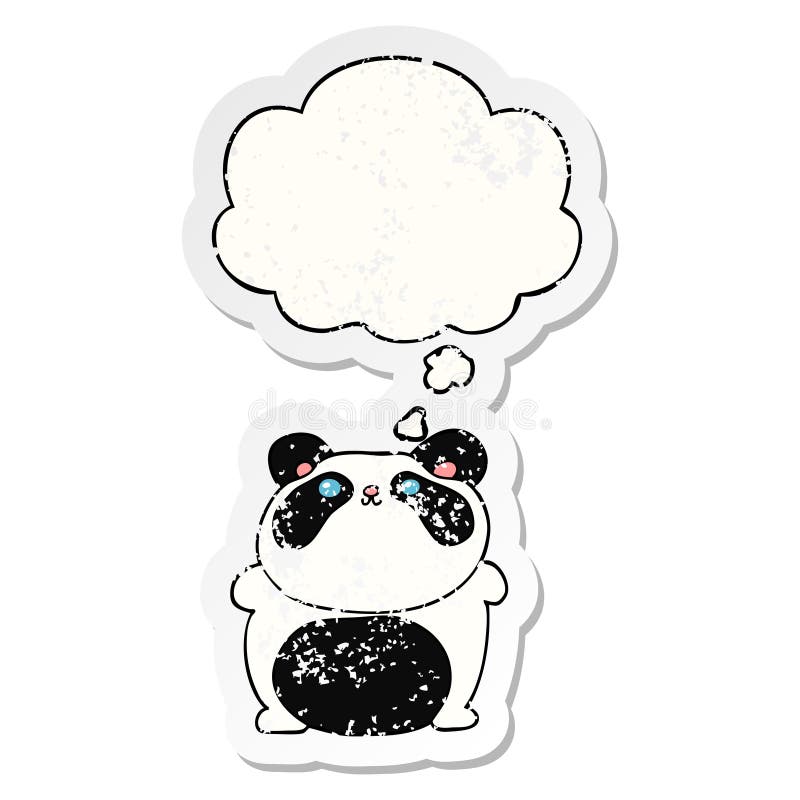 Thinking panda sticker. stock vector. Illustration of concept - 90725664
