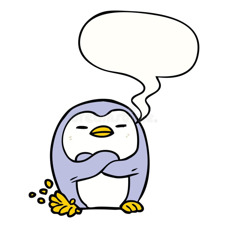 A Creative Cartoon Penguin Tapping Foot and Speech Bubble Stock Vector ...