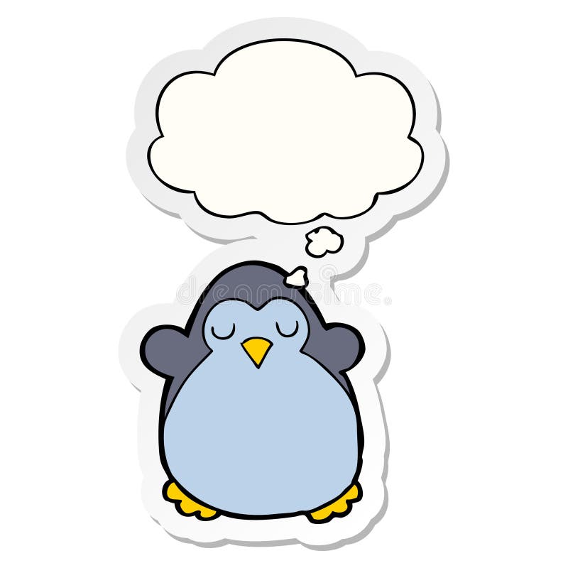 A Creative Cartoon Penguin and Thought Bubble As a Printed Sticker ...