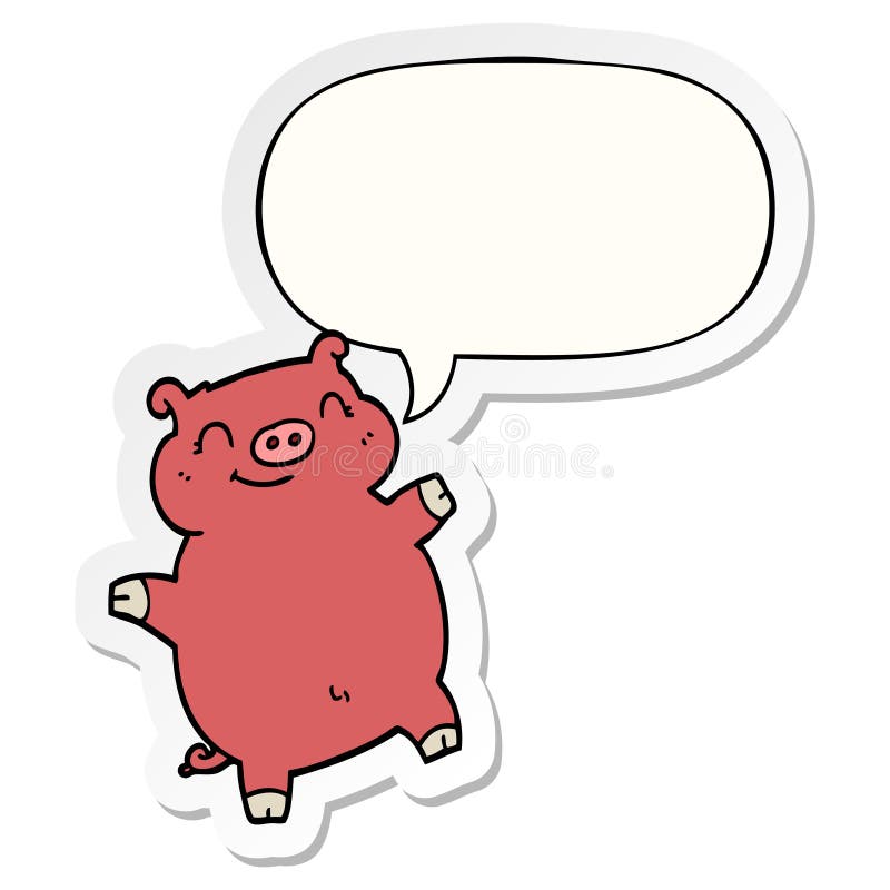 A Creative Cartoon Pig and Speech Bubble Sticker Stock Vector ...