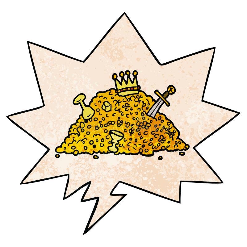 A Creative Cartoon Ple of Treasure and Speech Bubble in Retro Texture ...
