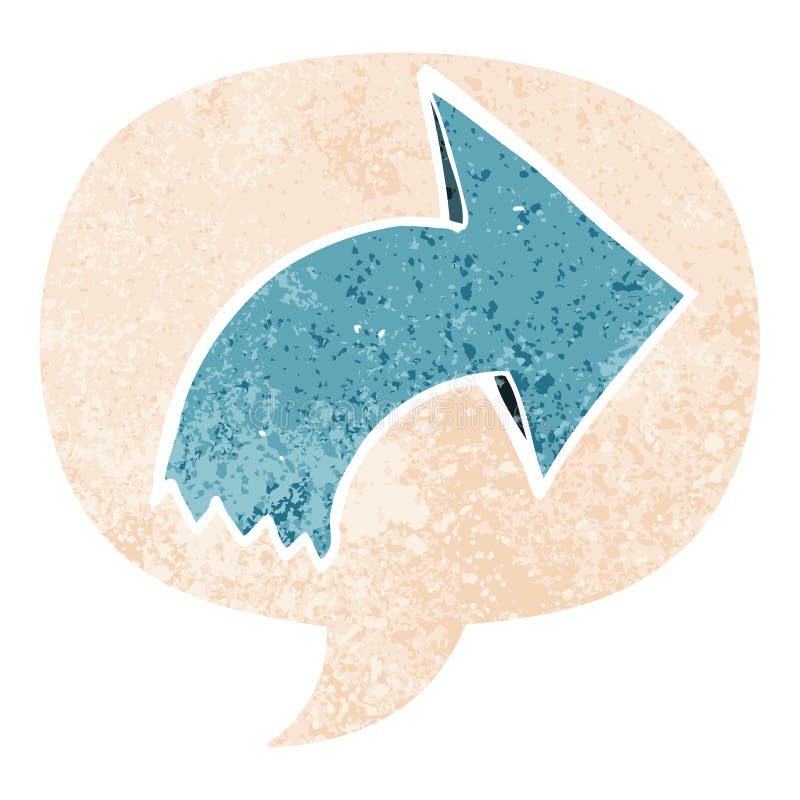 A Creative Cartoon Pointing Arrow and Speech Bubble in Retro Textured ...