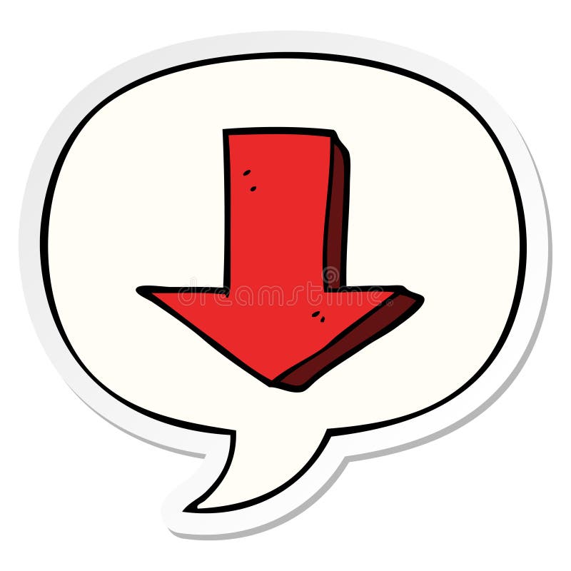 A Creative Cartoon Pointing Arrow and Speech Bubble Sticker Stock ...