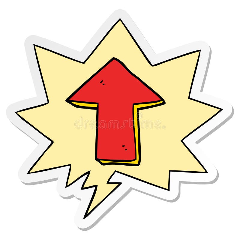 A Creative Cartoon Pointing Arrow and Speech Bubble Sticker Stock ...