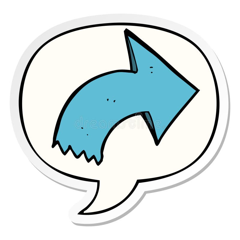 A Creative Cartoon Pointing Arrow and Speech Bubble Sticker Stock ...