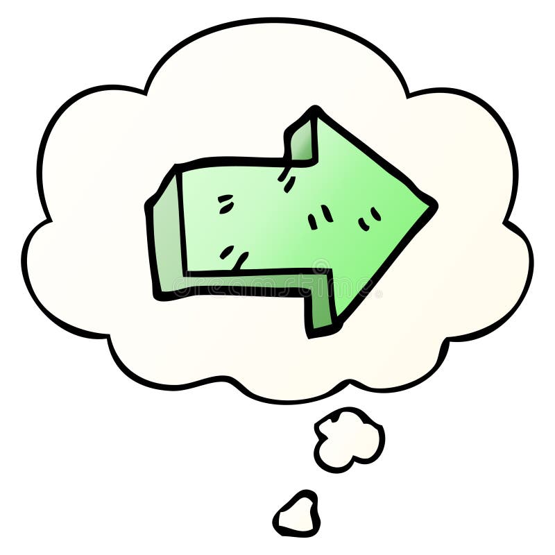 A Creative Cartoon Pointing Arrow and Thought Bubble in Smooth Gradient ...