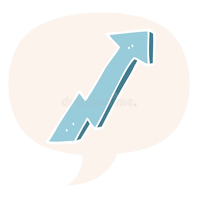 A Creative Cartoon Positive Growth Arrow and Speech Bubble in Retro ...
