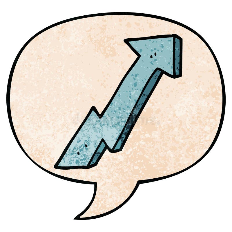A Creative Cartoon Positive Growth Arrow and Speech Bubble in Retro ...