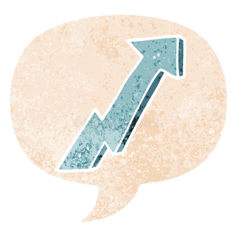 A Creative Cartoon Positive Growth Arrow and Speech Bubble in Retro ...